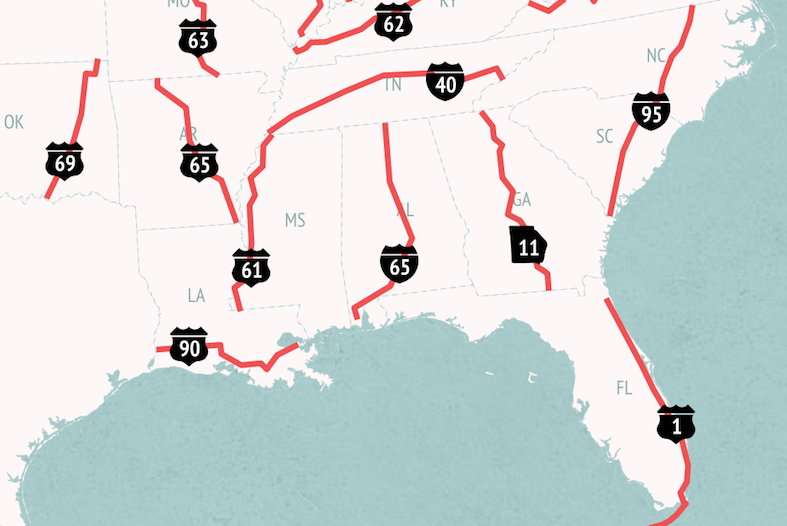 Dangerous Highways in America Highlighted in New Map