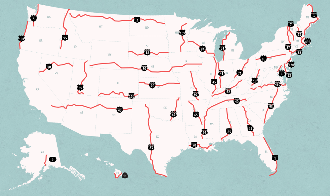 Dangerous Highways in America Highlighted in New Map
