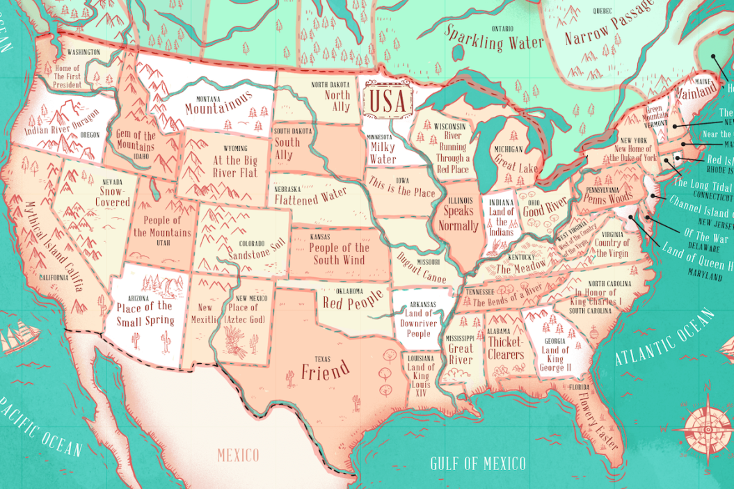 Origin of State Names: Map Shows the Translation of Every State's Name