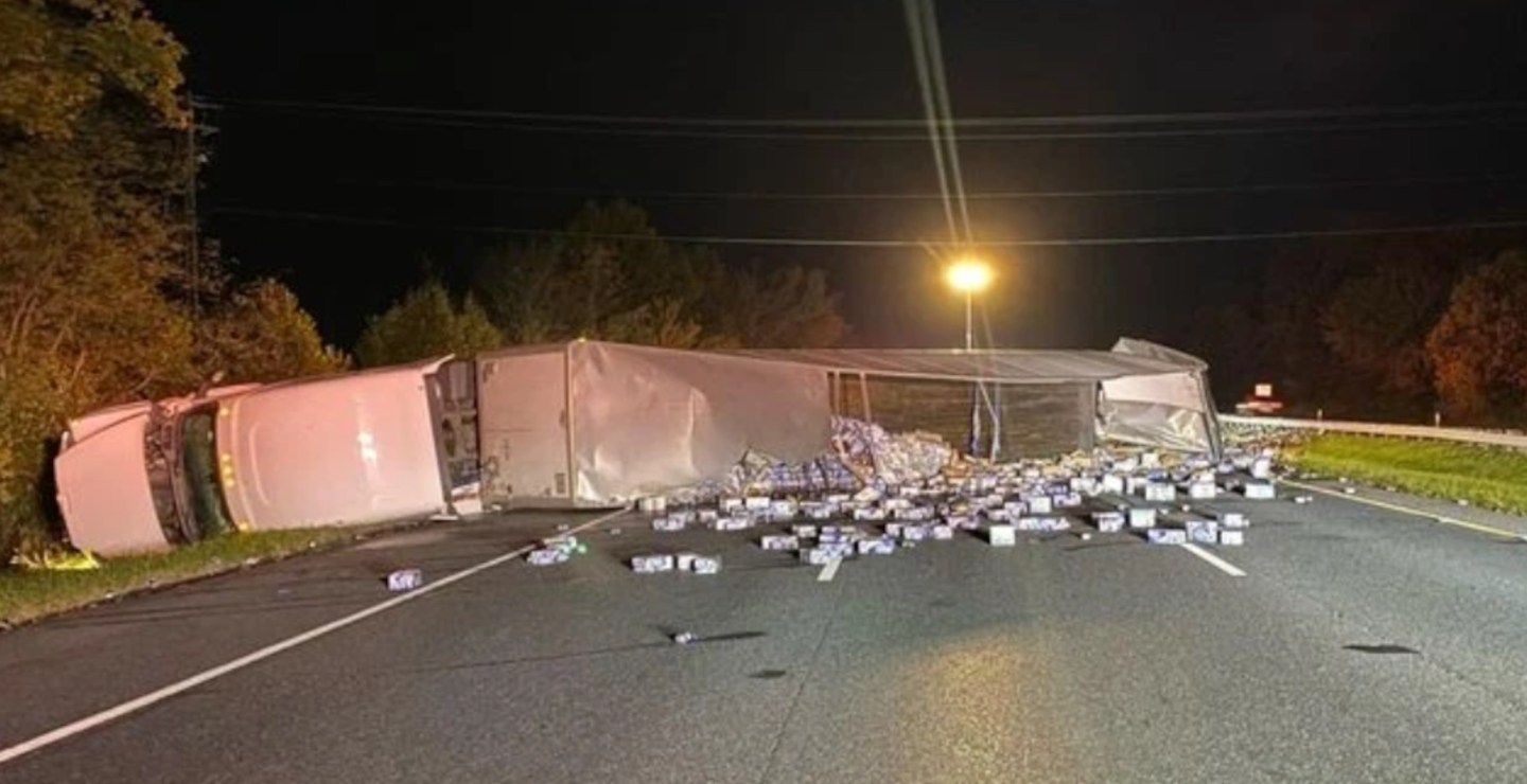Tractor Trailer Crash Spills Beer Cans All Over Highway, And I Can’t ...