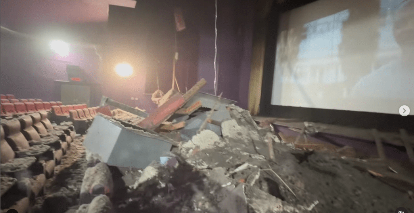 Ceiling Collapses At Movie Theater Sending Audience Running - Wide Open ...
