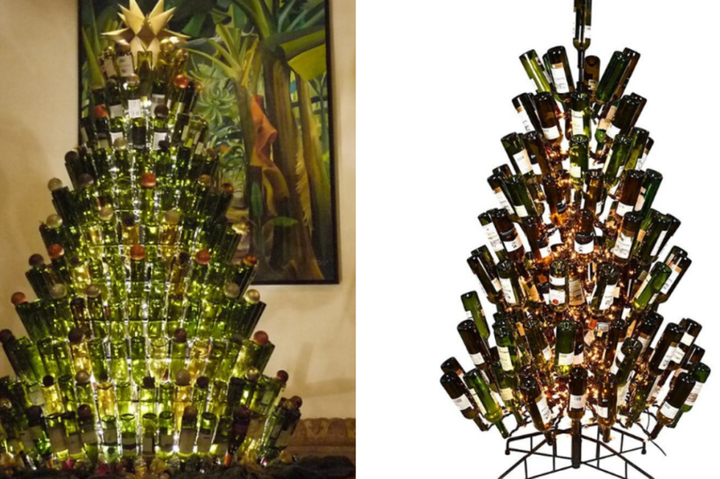 How to Make a DIY Wine Bottle Christmas Tree and Decorate It